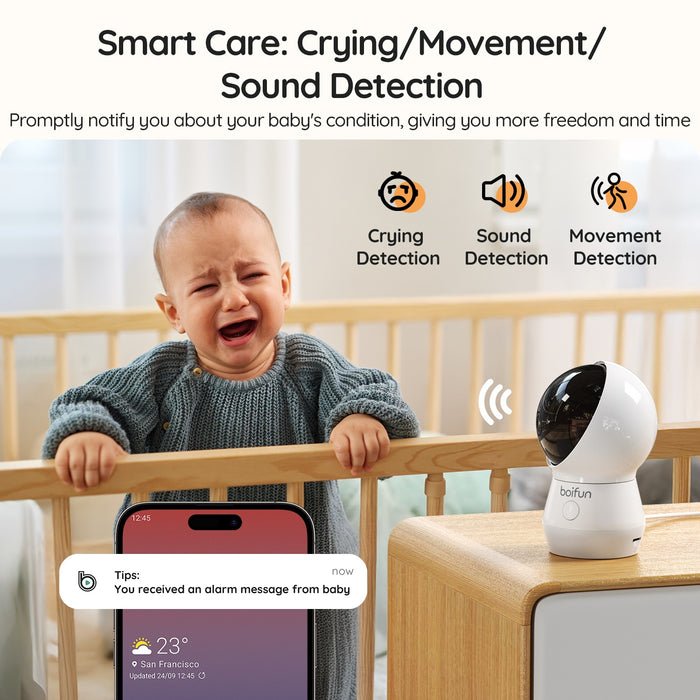 BOIFUN Smart Baby Monitor with 5.5” Screen & App, 4MP Camera, 360° PTZ ...